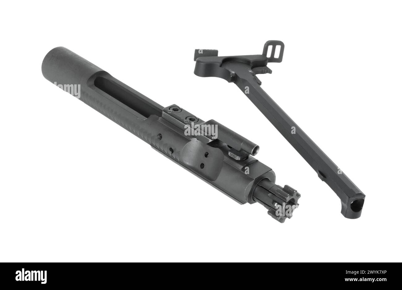 Bolt carrier group and charging handle for an AR-15 isolated in a ...