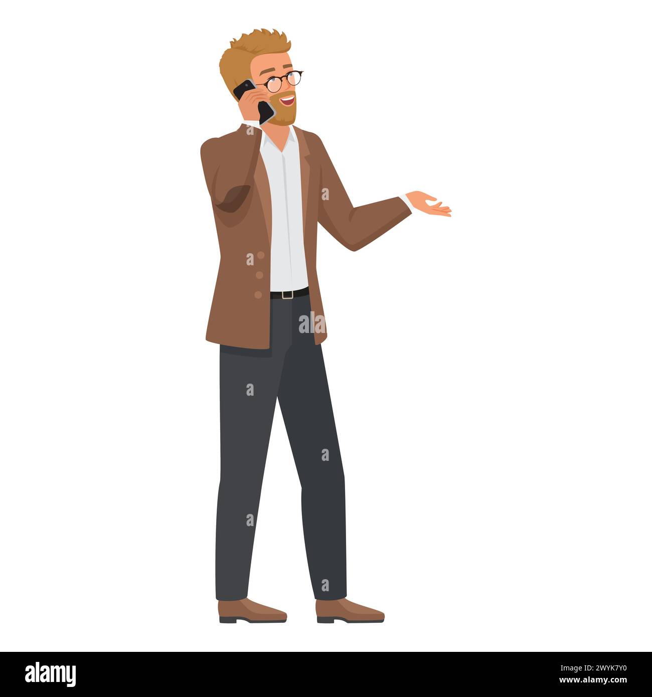 Cartoon teacher talking phone hi-res stock photography and images - Alamy