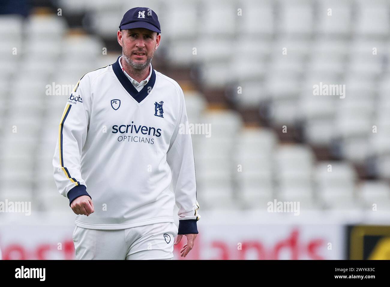 Birmingham, UK. 07th Apr, 2024. Warwickshire's Chris Rushworth during Day 3 of the Vitality ...
