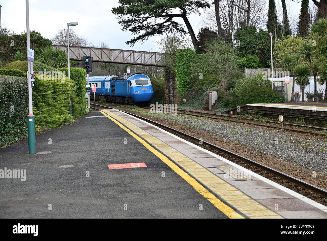 The Midland Pullman high speed train arriving at Torquay station with ...