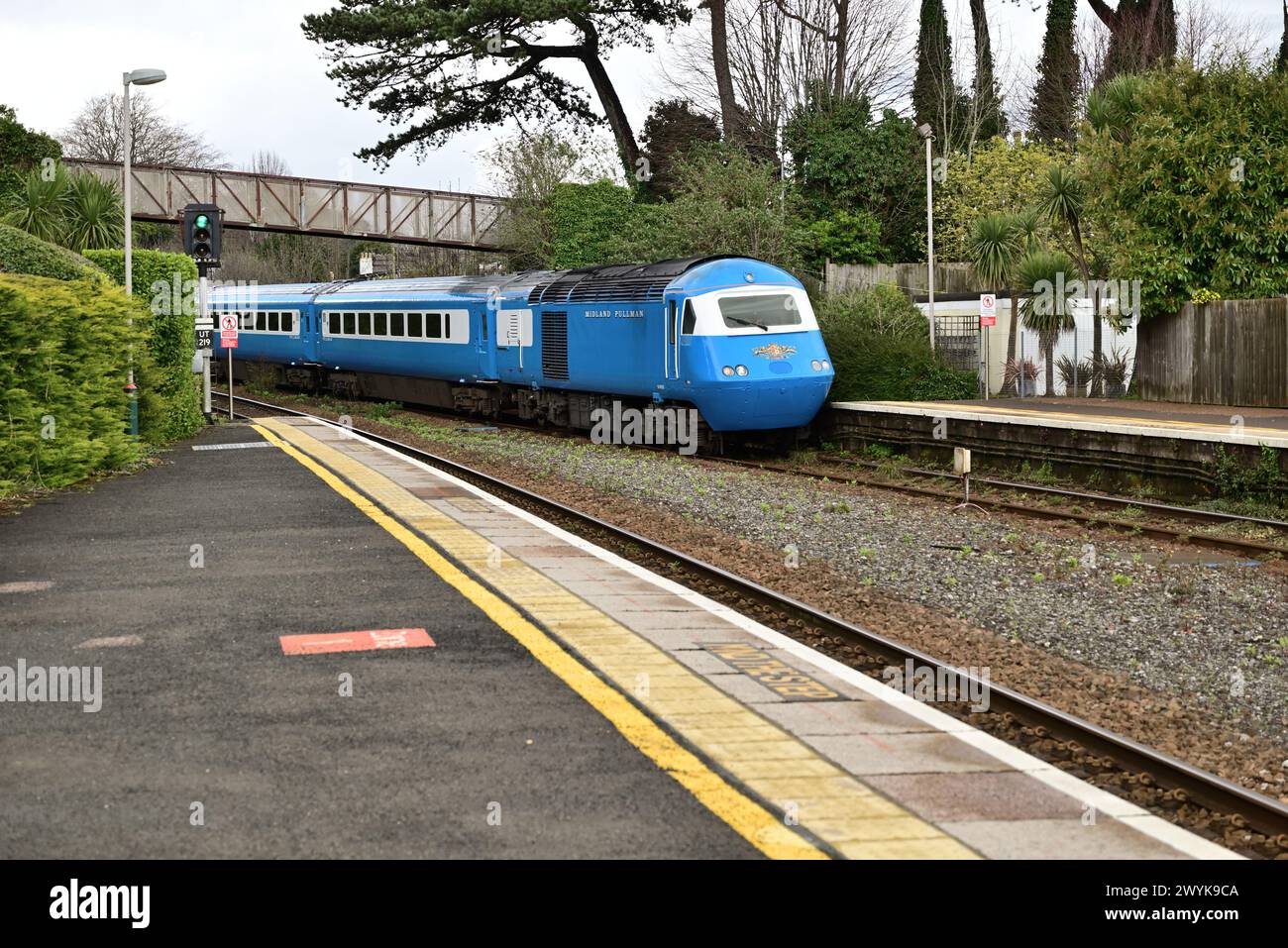 The Midland Pullman high speed train arriving at Torquay station with ...