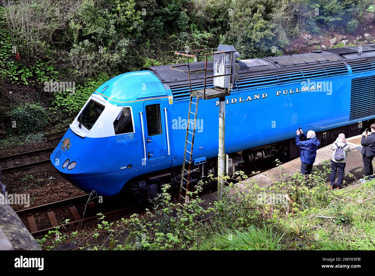 The Midland Pullman high speed train leaving Torquay station with the ...