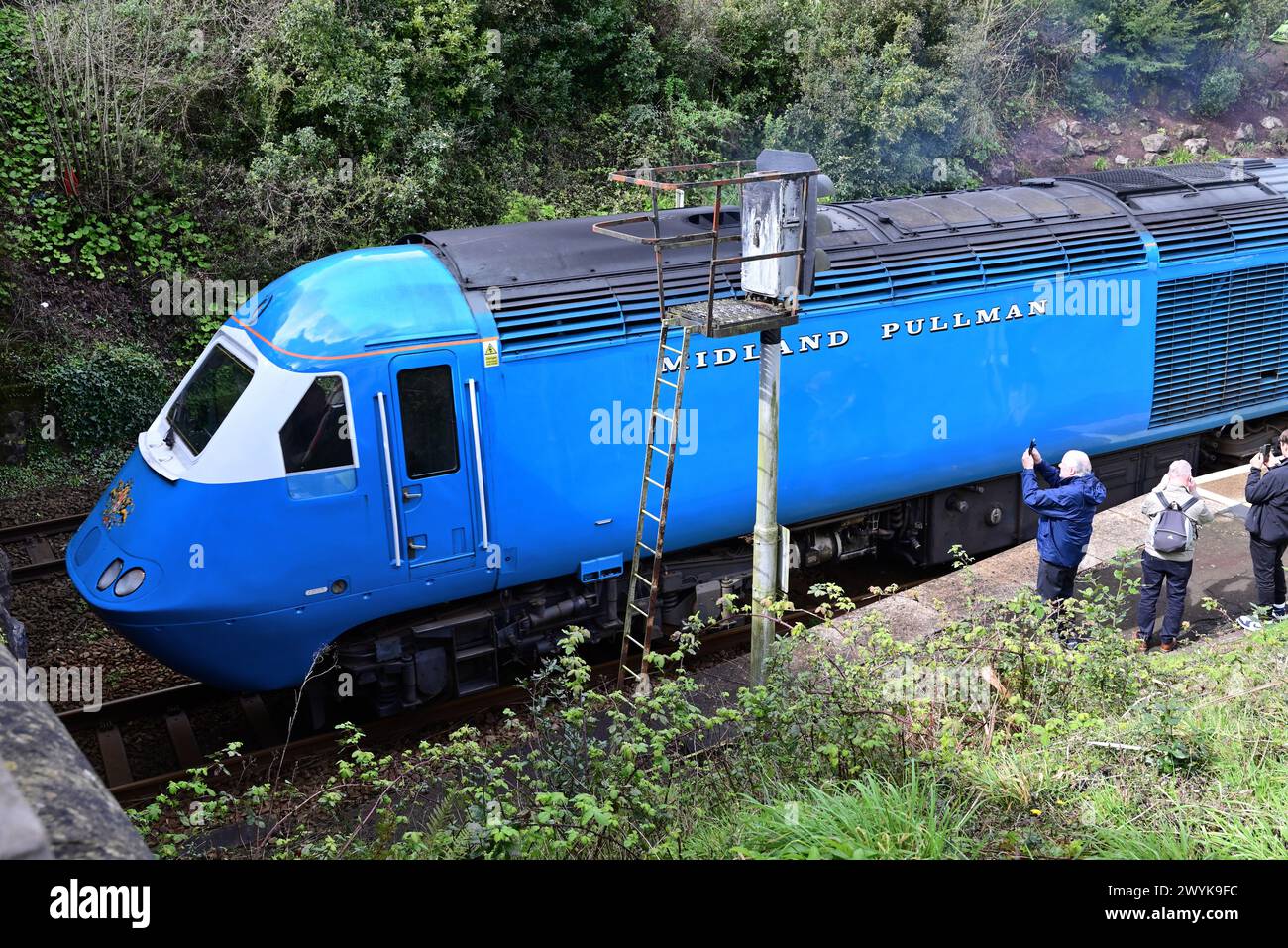 The Midland Pullman high speed train leaving Torquay station with the ...