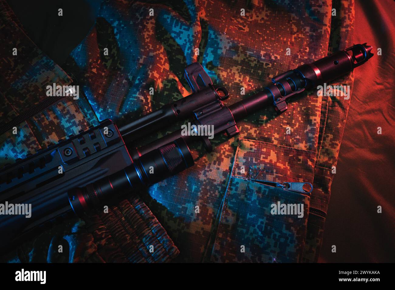 Firearm tactical weapon, barrel and fore-end with tactical flashlight ...