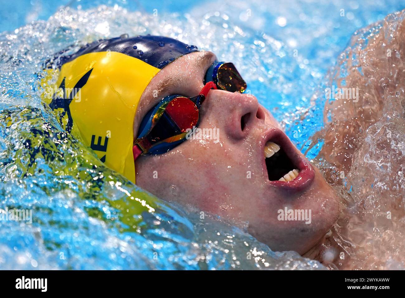 Samuel Cooke in action during the Men's 200m Backstroke Heats on day ...