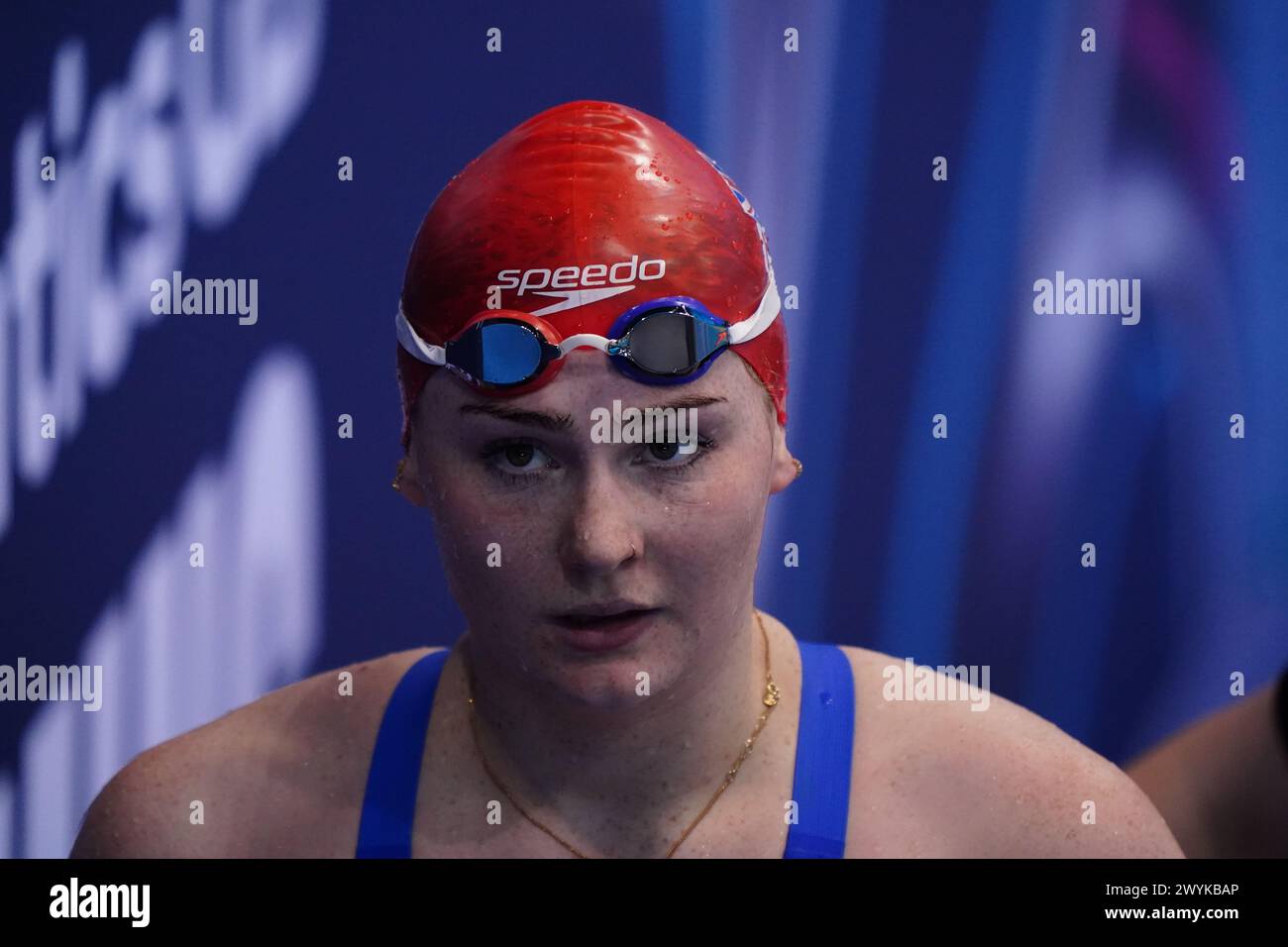 Freya Anderson after swimming in the Women's 100m Freestyle heats on ...