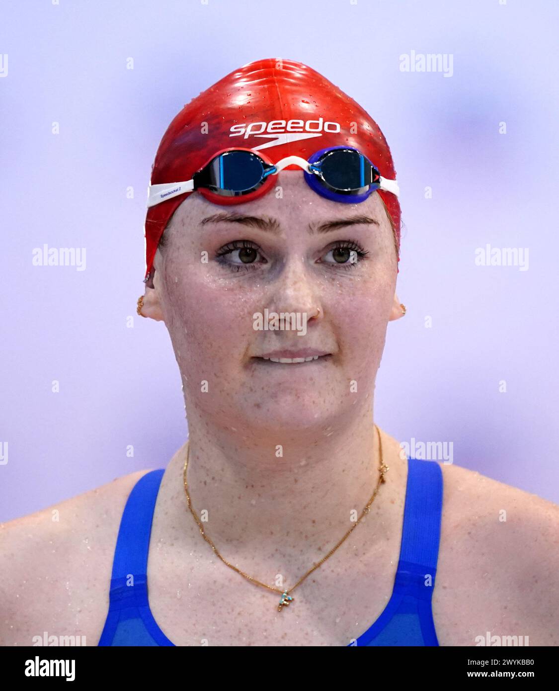 Freya Anderson after swimming in the Women's 100m Freestyle heats on ...