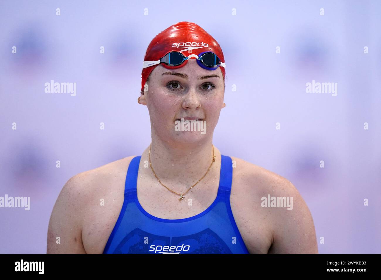 Freya Anderson after swimming in the Women's 100m Freestyle heats on ...