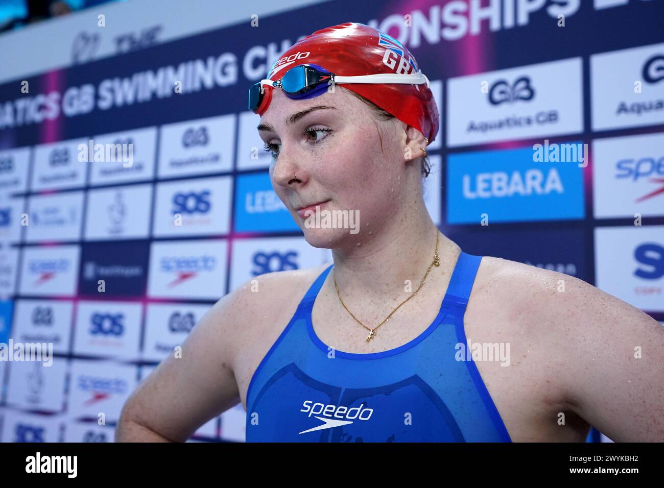 Freya Anderson after swimming in the Women's 100m Freestyle heats on ...