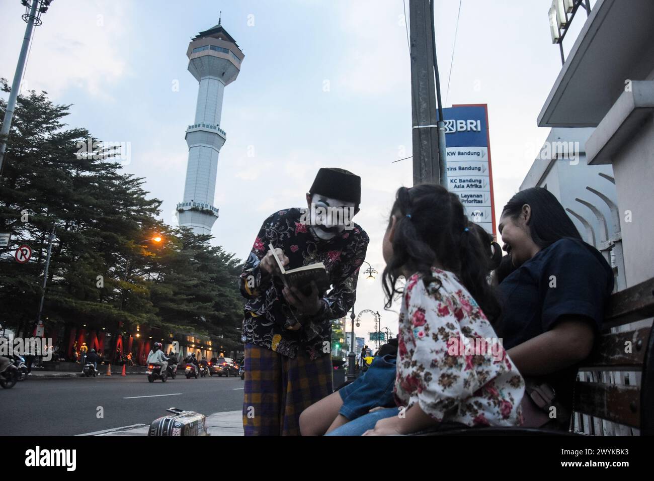 April 7, 2024, Bandung, West Java, Indonesia: Indonesian mime artist Wanggi Hoed and a number of ...