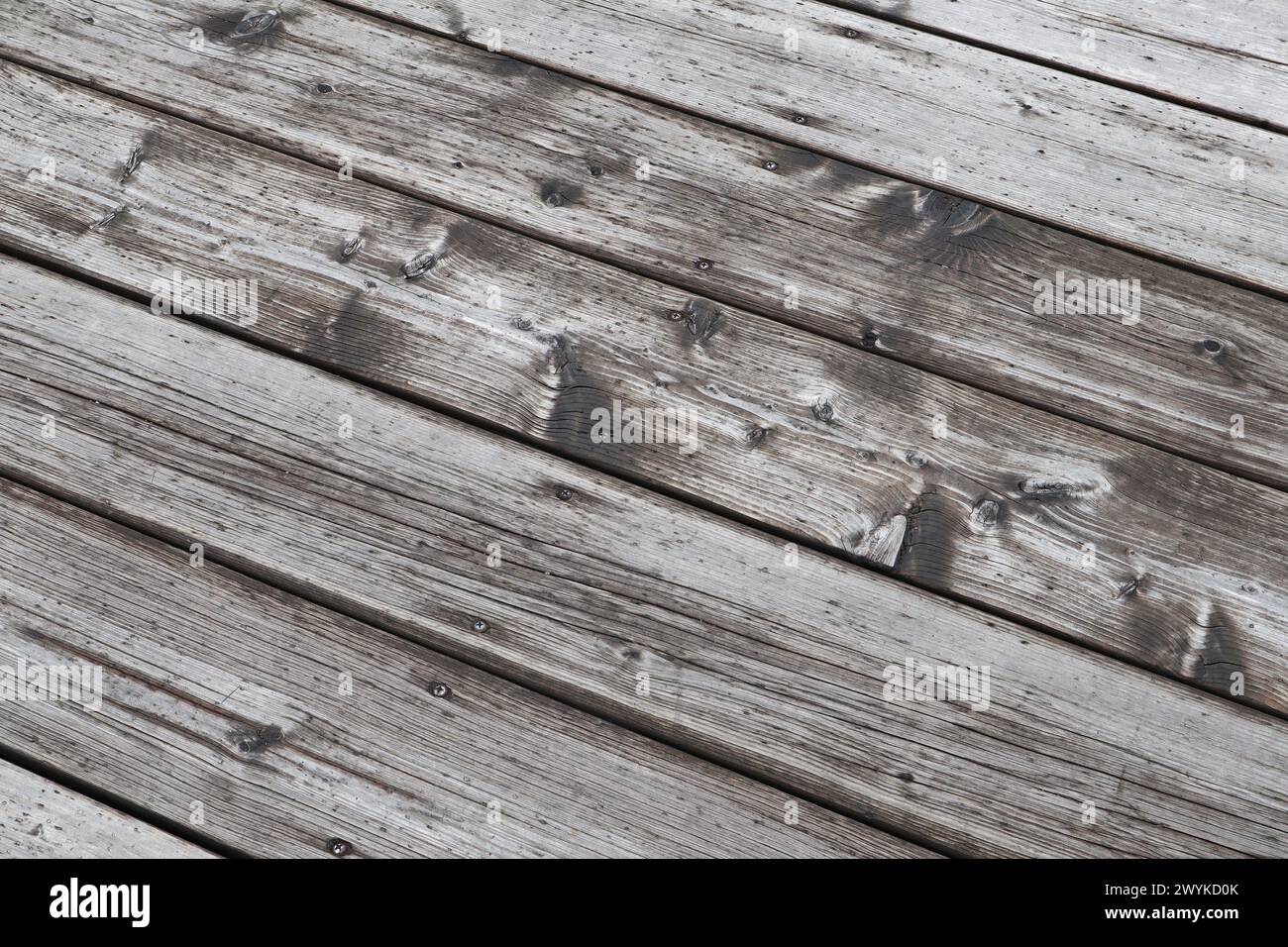 Wooden decking of a wide pedestrian bridge Stock Photo - Alamy