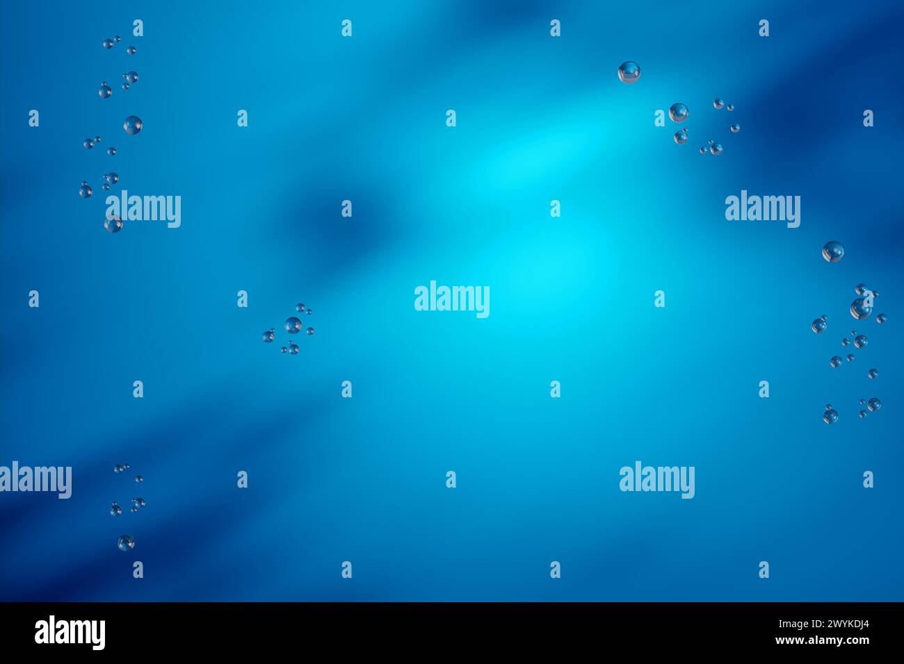 underwater scene with ascending bubbles, illuminated by sunlight ...