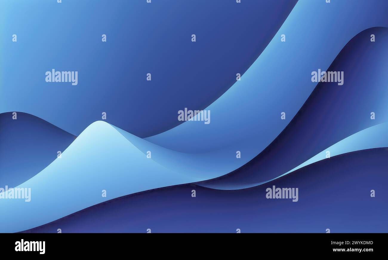 Abstract blue wave background. Curves and lines display dance of light ...