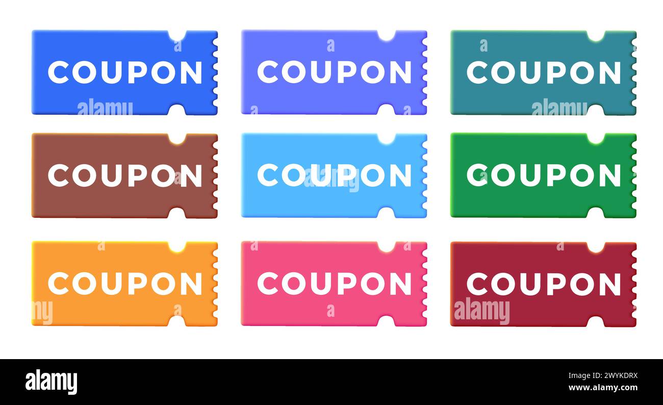 Set of 3d special promotional vector coupons. Coupon set, minimal ...
