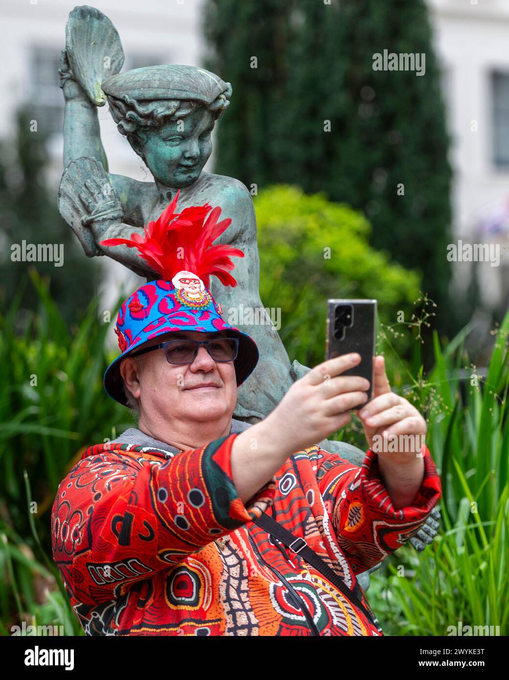 London, UK. 7 April 2024. A hat wearing enthusiast takes part in London ...