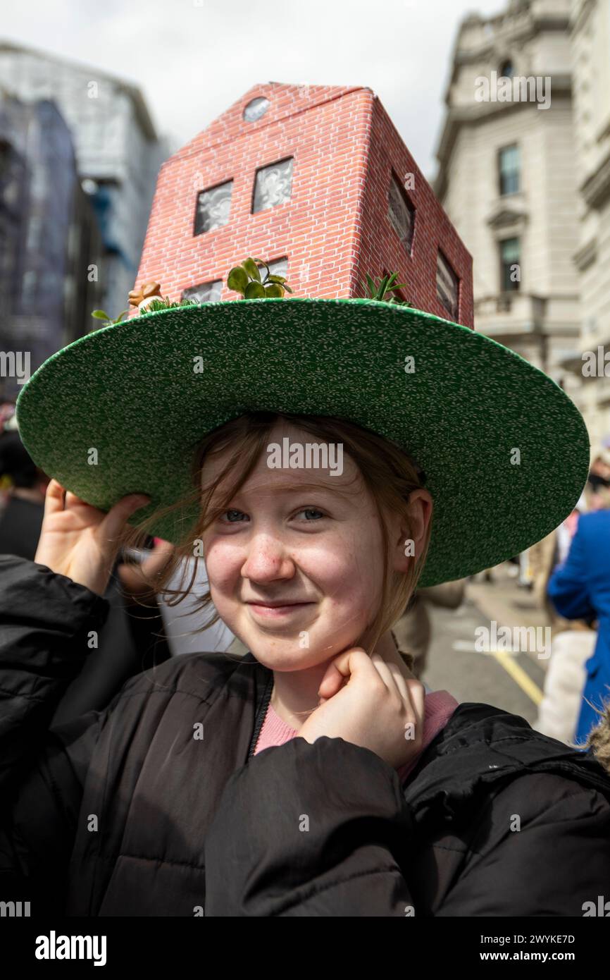 London, UK. 7 April 2024. A hat wearing enthusiast takes part in London ...
