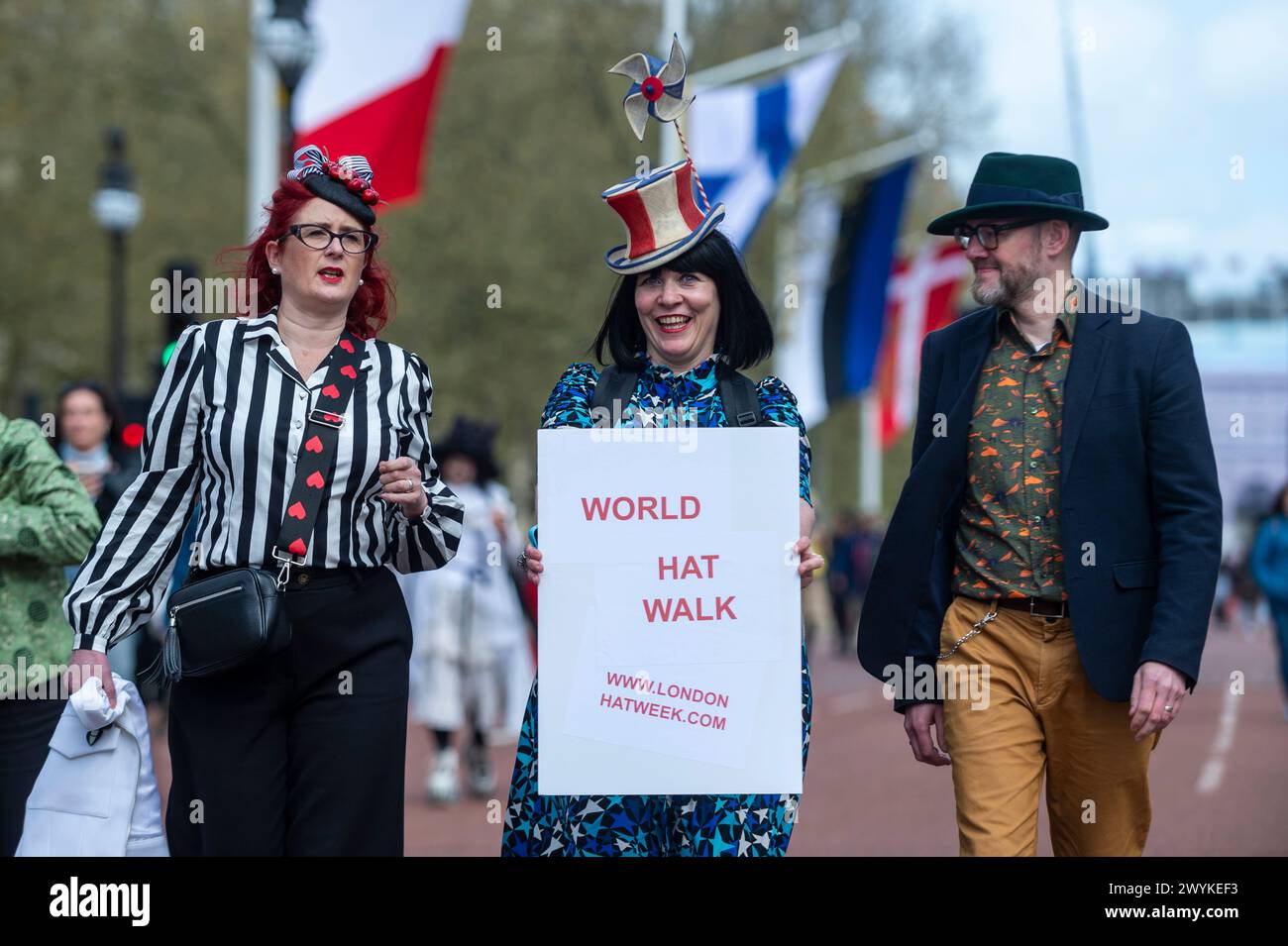 London, UK. 7 April 2024. Hat wearing enthusiasts take part in London ...