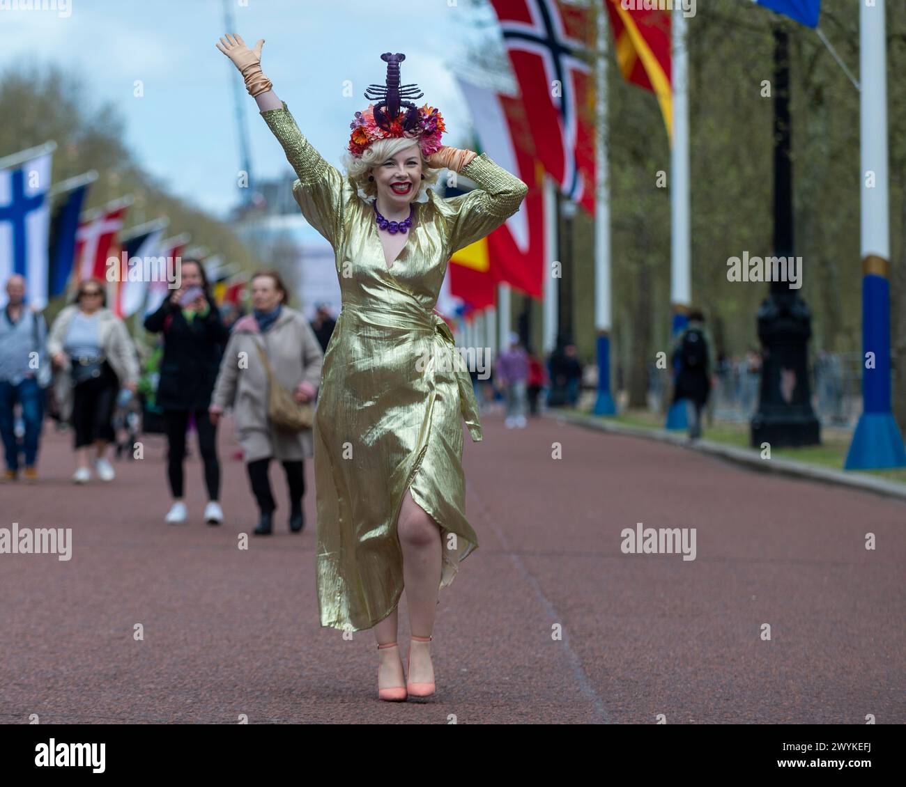 London, UK. 7 April 2024. A hat wearing enthusiast takes part in London ...