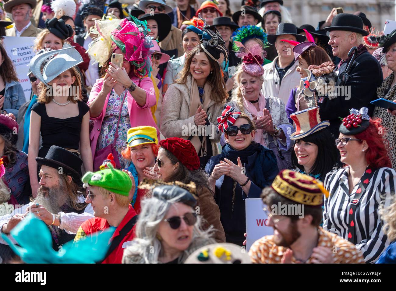London, UK. 7 April 2024. Hat wearing enthusiasts take part in London ...