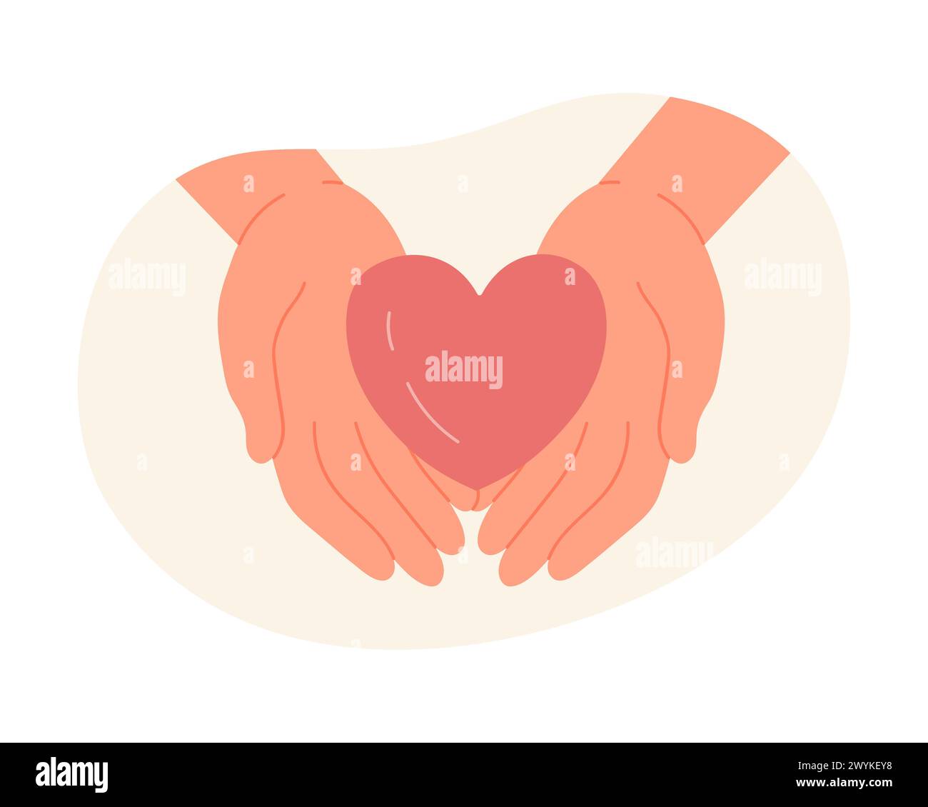 Heart in human hands. Sharing love and care, charity and donation ...