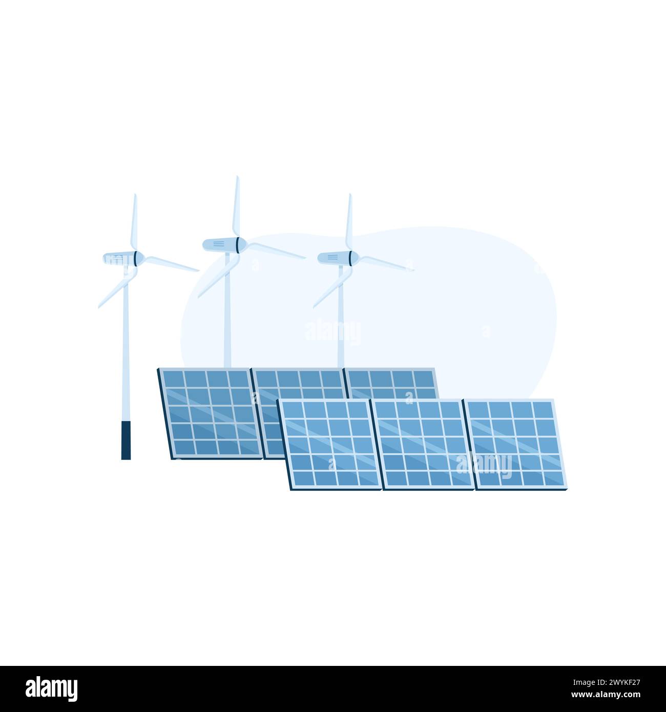 Solar and wind energy. Hydrogen production process, eco natural energy ...