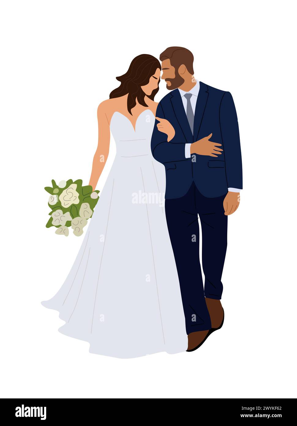 Happy Wedding couple vector isolated on white Stock Vector Image & Art ...