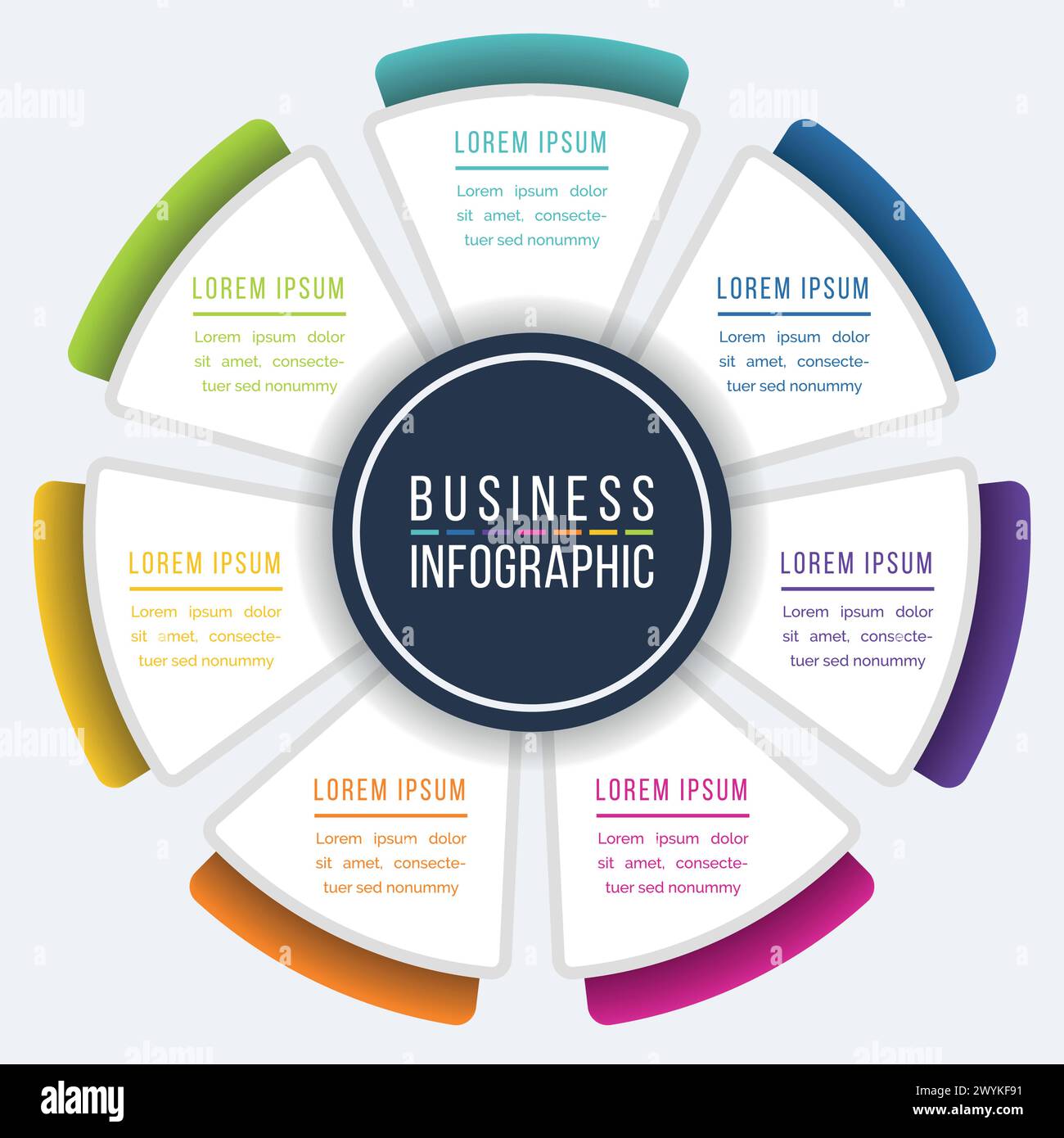7 Steps Infographic business information 7 objects, steps, elements or options infographic ...