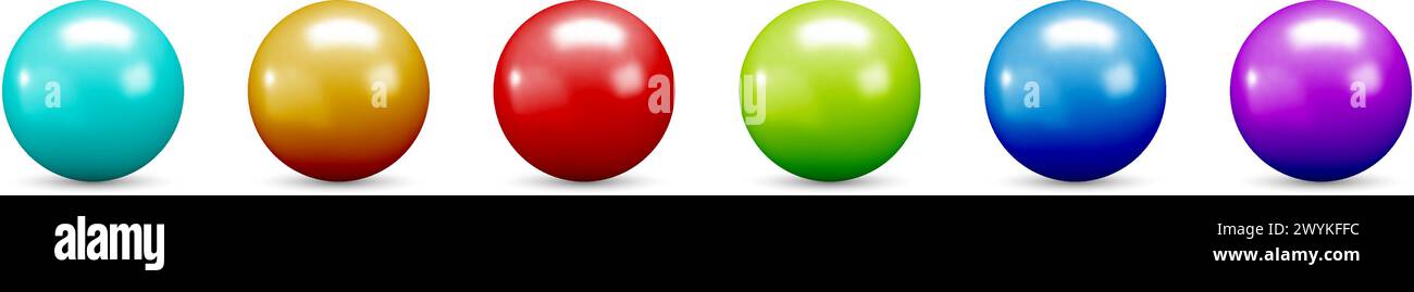 colorful realistic 3d balls collection. Glossy 3d spheres set isolated ...