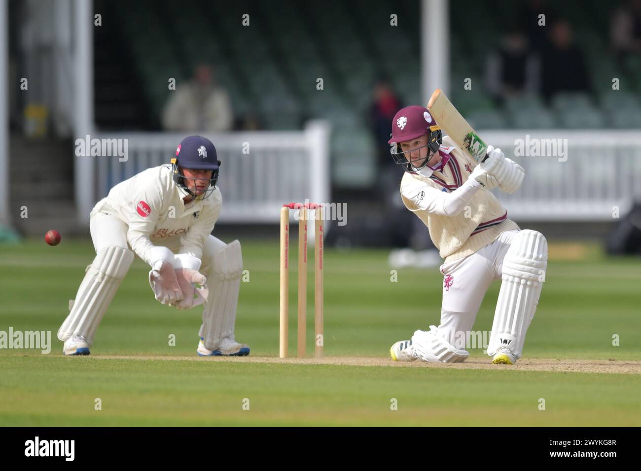 Canterbury; England. 7th Apr 2024. Lewis Goldsworthy bats during day ...