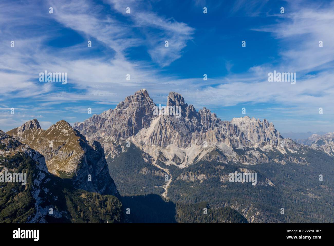 Dolomites mountains rocky peaks scenic landscape. Alpine summits in the ...