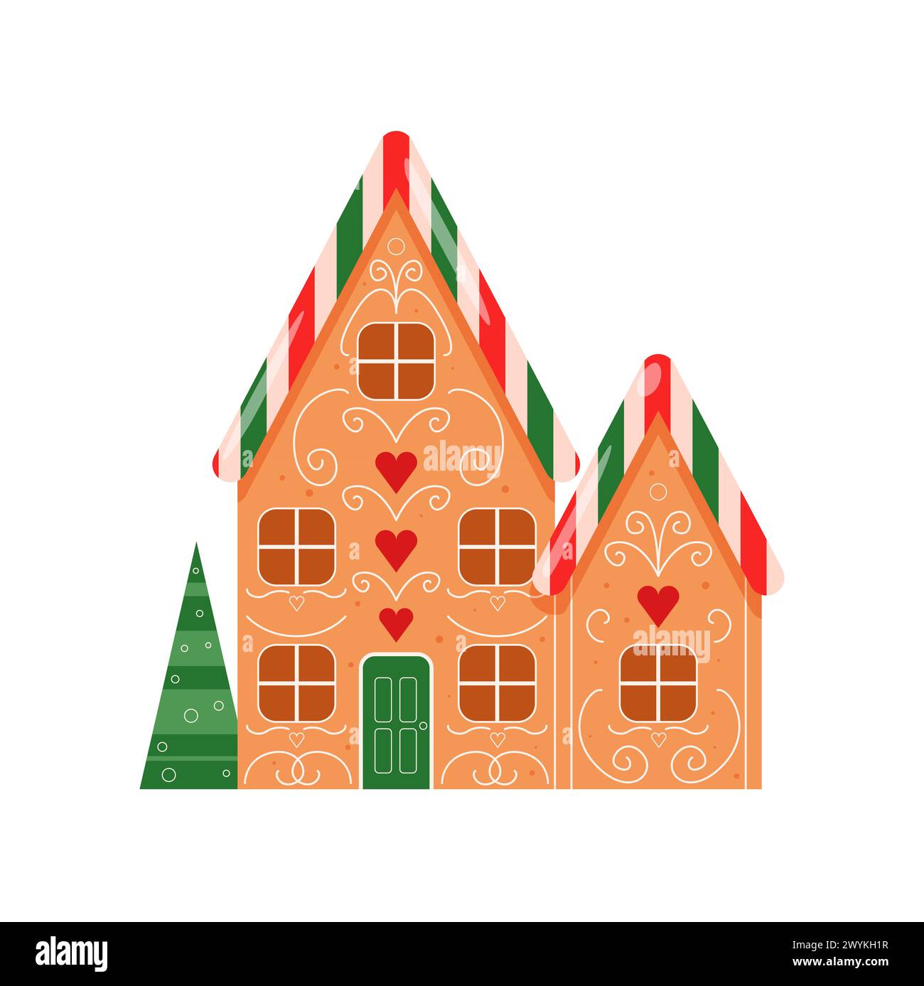 Decorative gingerbread cottage. Traditional Christmas cookie, holiday ...