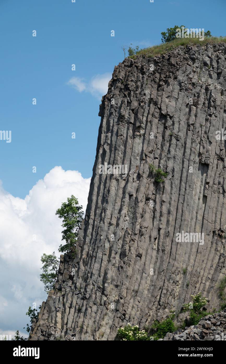 Hegyestu geological basalt cliff in Kali basin hungary near Koveskal ...