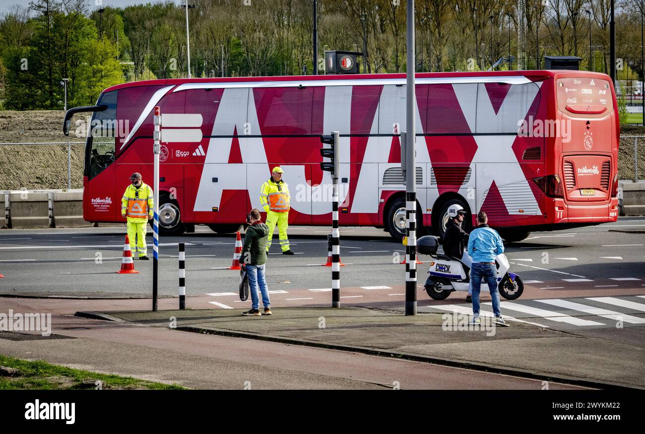 ROTTERDAM - Departure of the Ajax team bus at De Kuip stadium after the ...