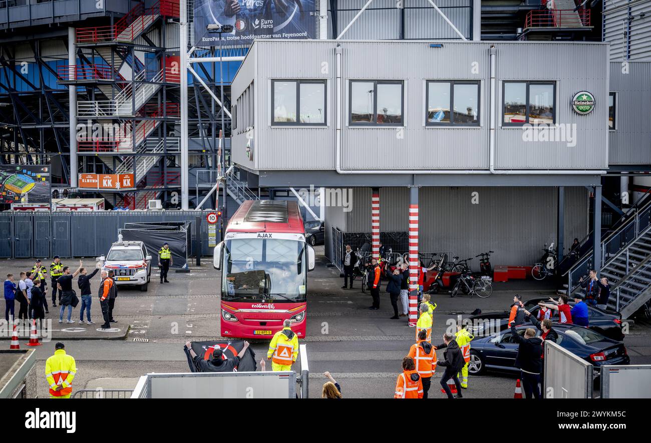 ROTTERDAM - Departure of the Ajax team bus at De Kuip stadium after the ...