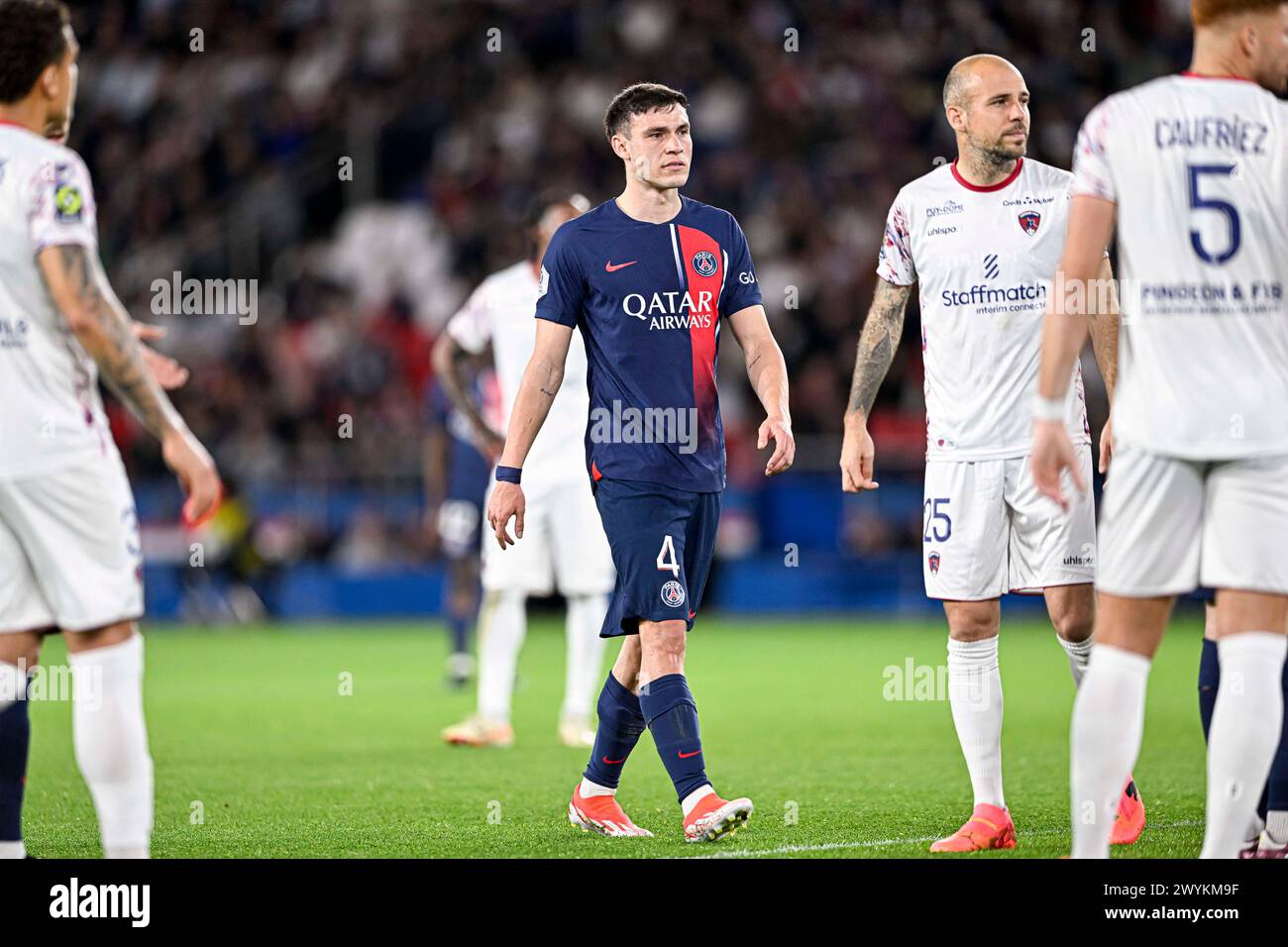 Paris, France. 06th Apr, 2024. Manuel Ugarte during the Ligue 1 football match Paris Saint ...