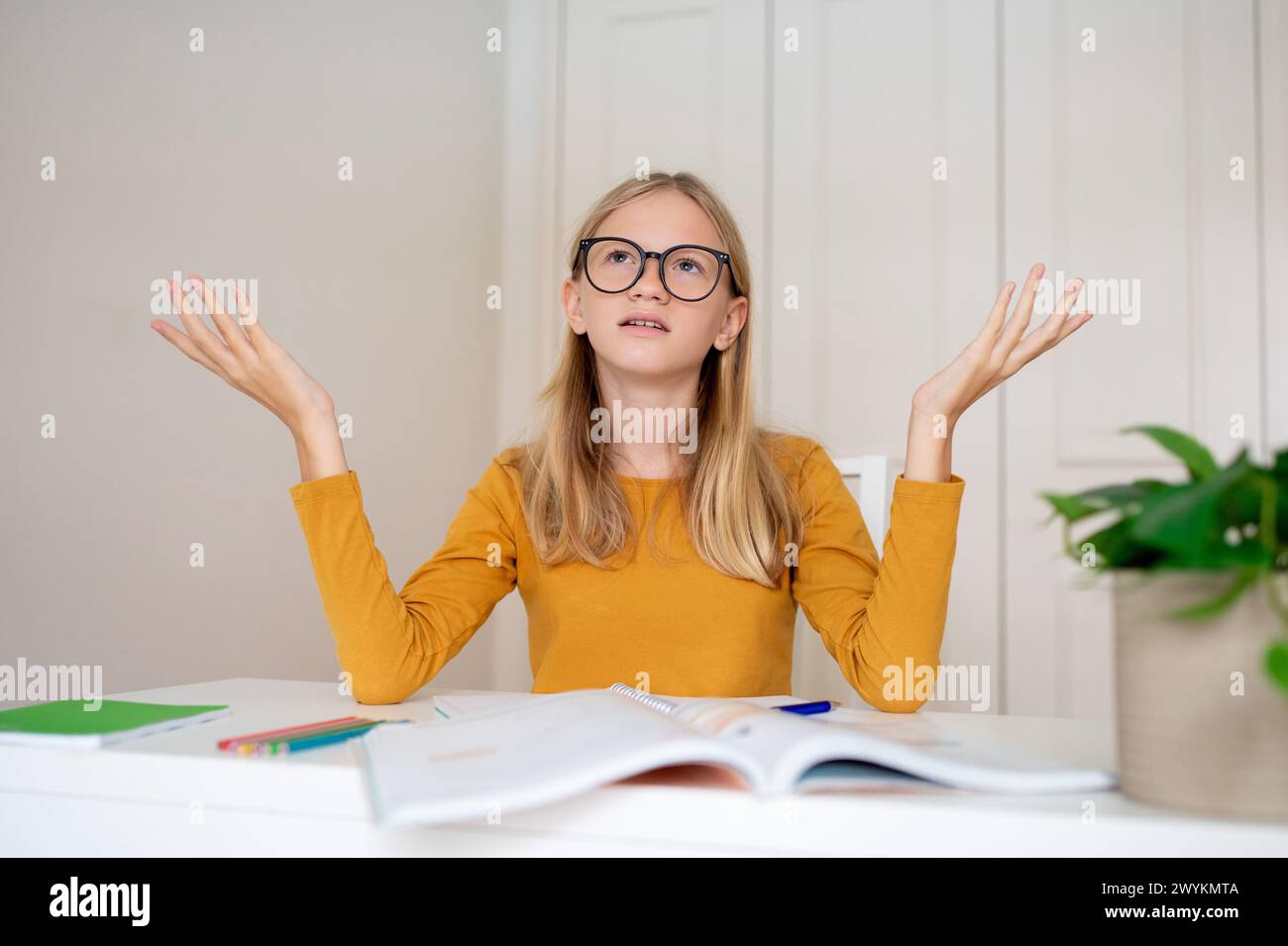 Frustrated Teen Girl Suffering Problems With School Homework Stock ...