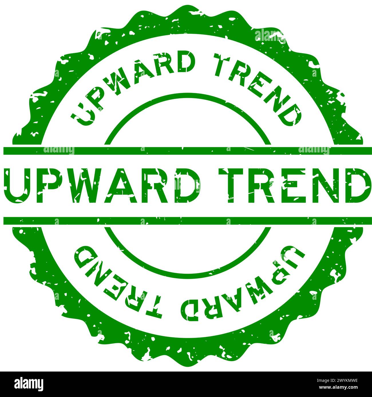 Grunge green upward trend word round rubber seal stamp on white ...