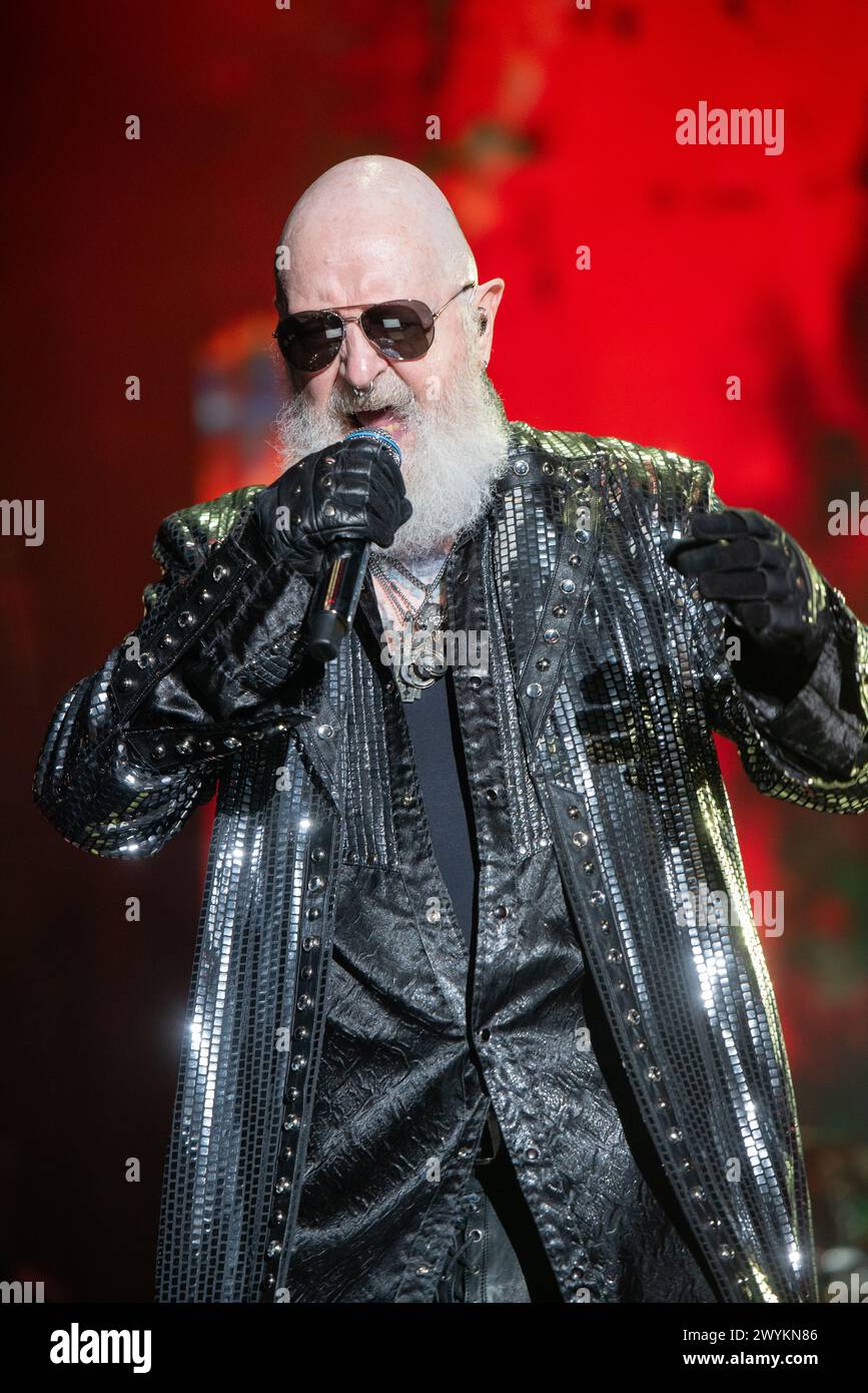 April 06, 2024: Judas Priest singer Rob Halford plays a concert in ...