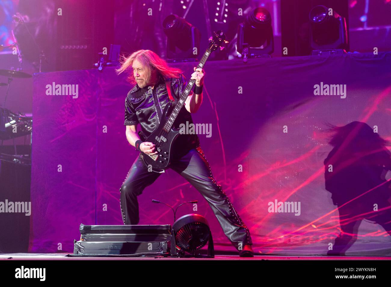 April 06, 2024: Judas Priest bassist Ian Hill plays a concert in Milan ...