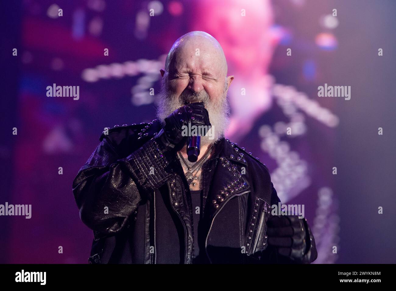 April 06, 2024: Judas Priest singer Rob Halford plays a concert in ...