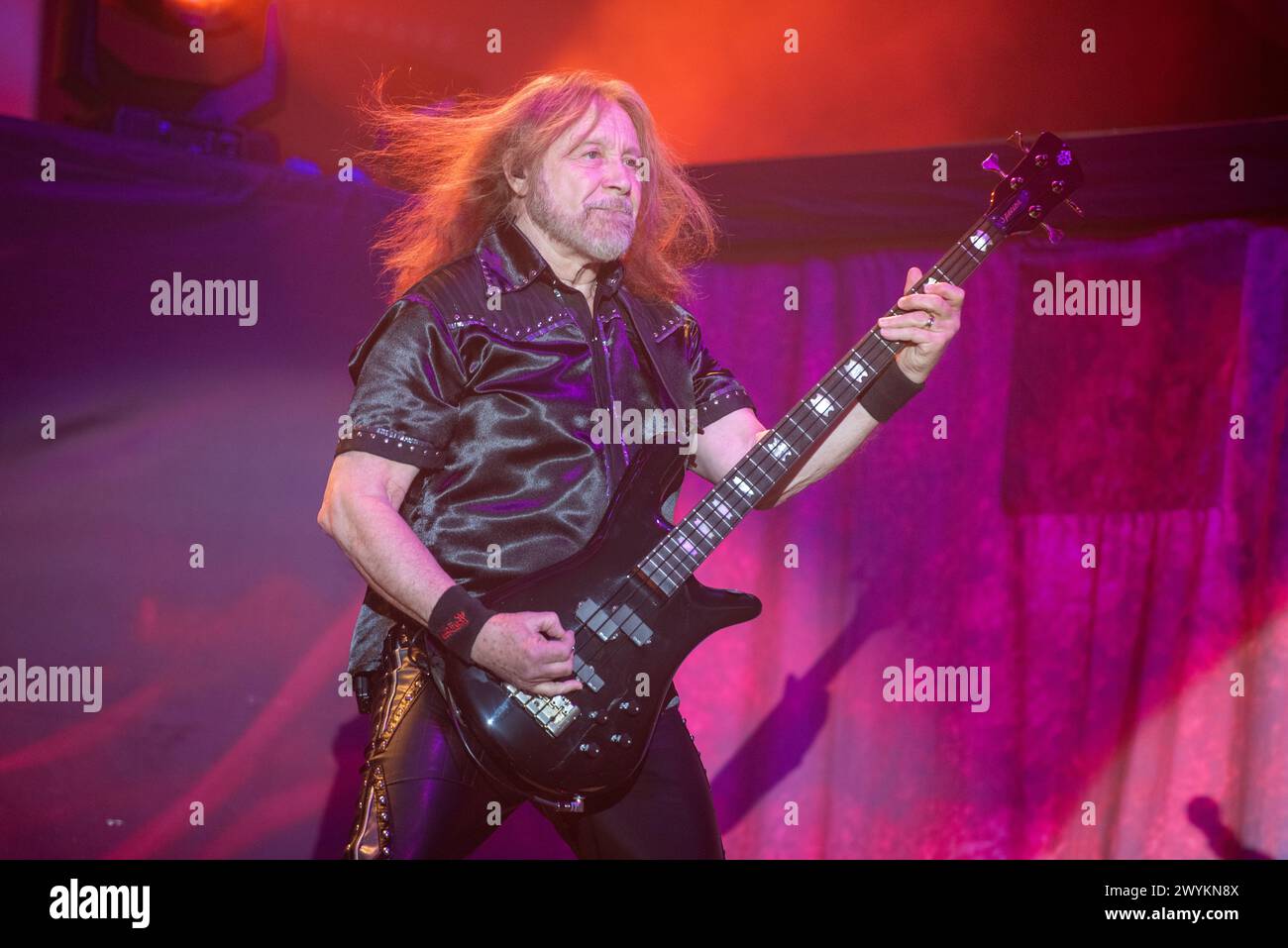 April 06, 2024: Judas Priest bassist Ian Hill plays a concert in Milan ...
