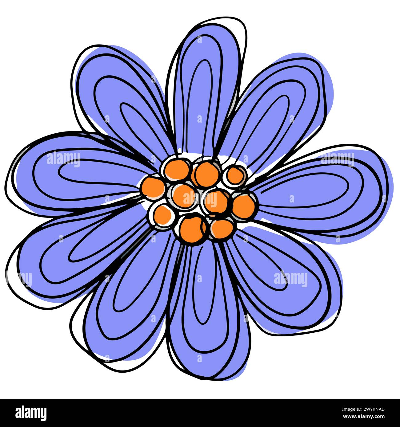 Logo Hand Drawn Outline Squiggle Design Of a Wildflower Flower Icon ...