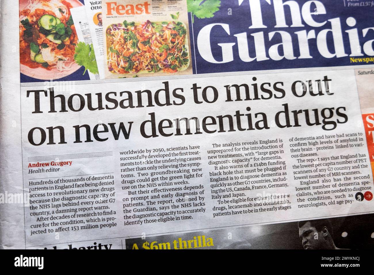 'Thousands to miss out on new dementia drugs' Guardian newspaper ...