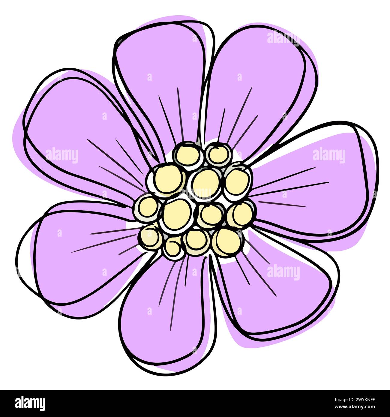 Logo Hand Drawn Outline Squiggle Design Of a Wildflower Flower Icon ...