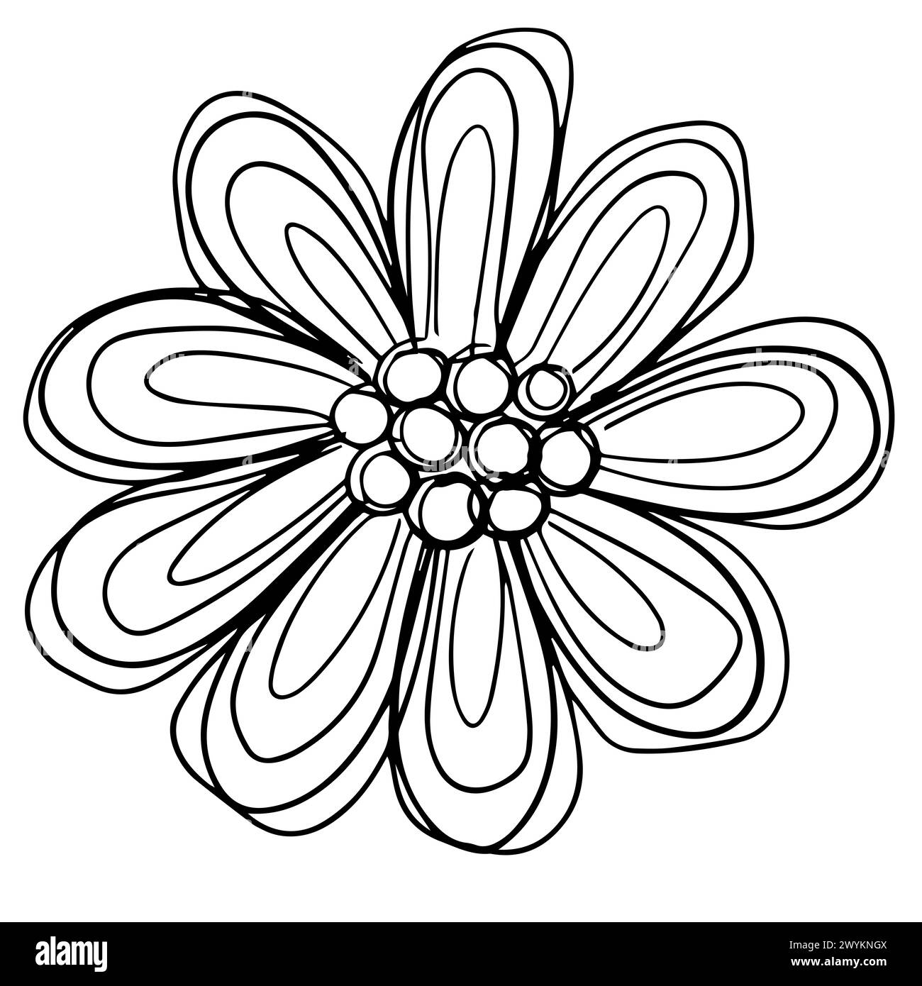 Logo Hand Drawn Outline Squiggle Design Of a Wildflower Flower Icon ...
