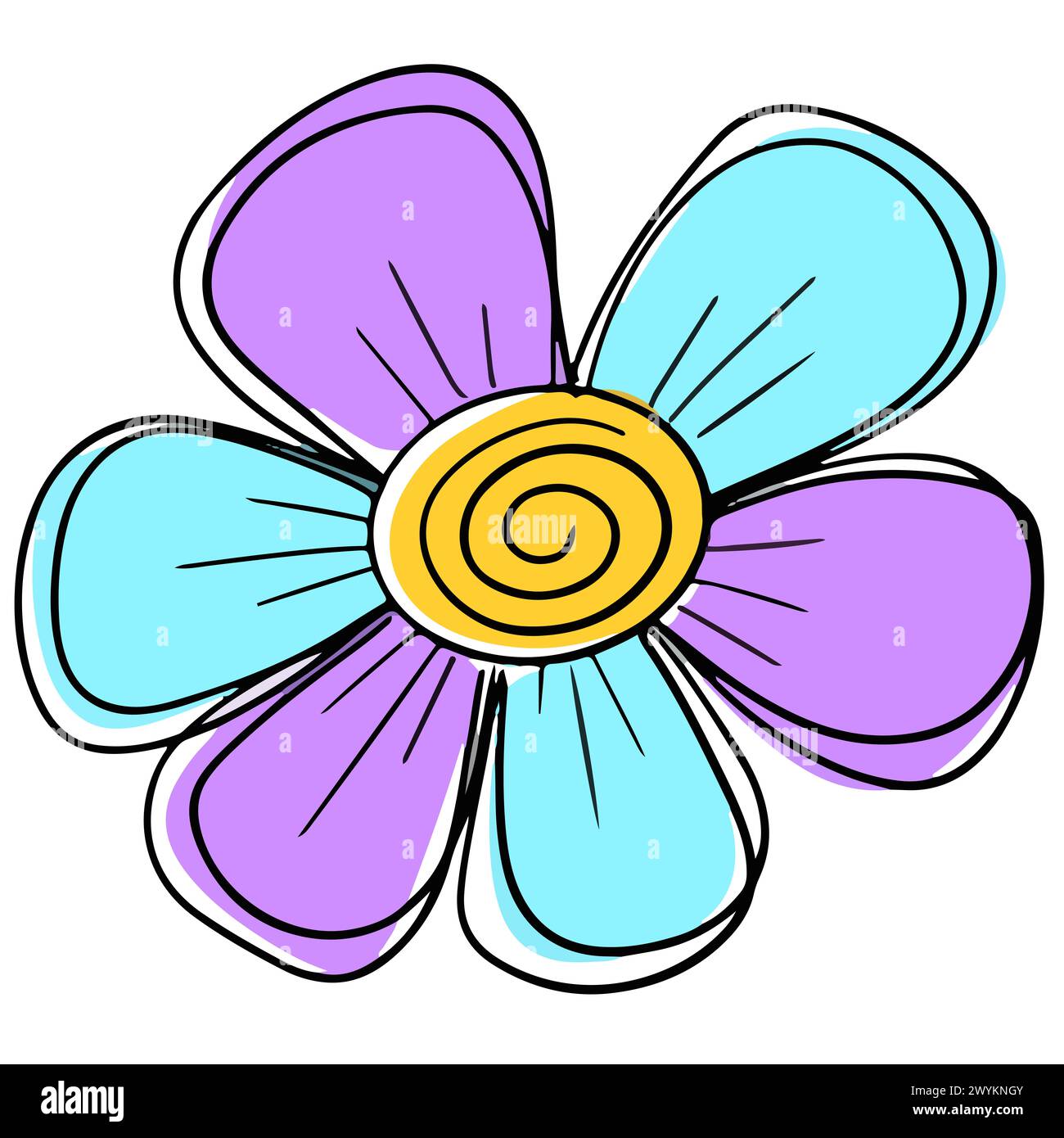Logo Hand Drawn Outline Squiggle Design Of a Wildflower Flower Icon ...