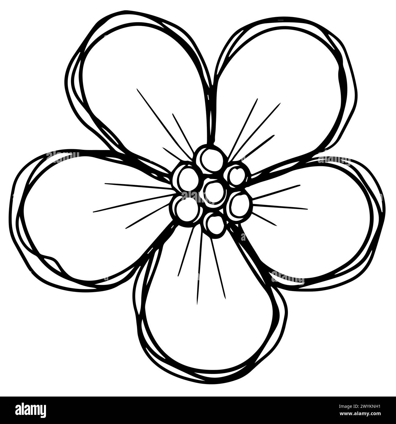 Logo Hand Drawn Outline Squiggle Design Of a Wildflower Flower Icon ...