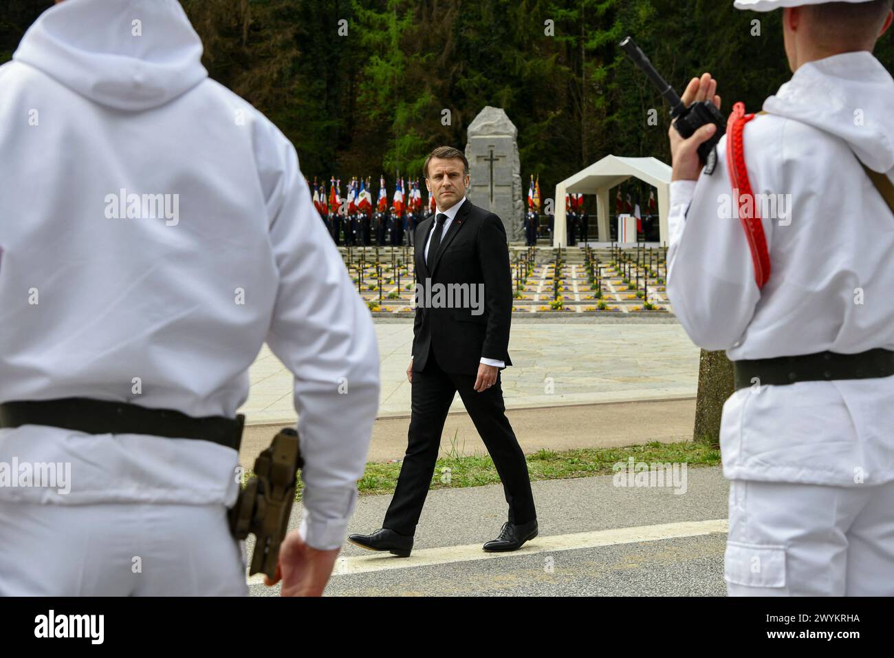 Glieres, France. 07th Apr, 2024. French President Emmanuel Macron ...