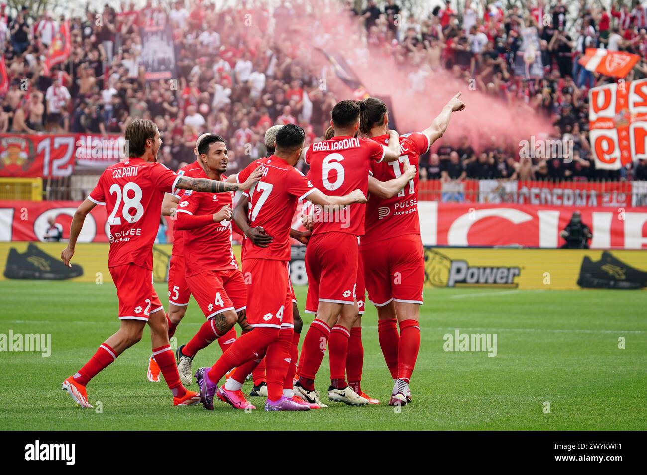 Monza, Italy. 07th Apr, 2024. Milan Duric (AC Monza) celebrates the ...