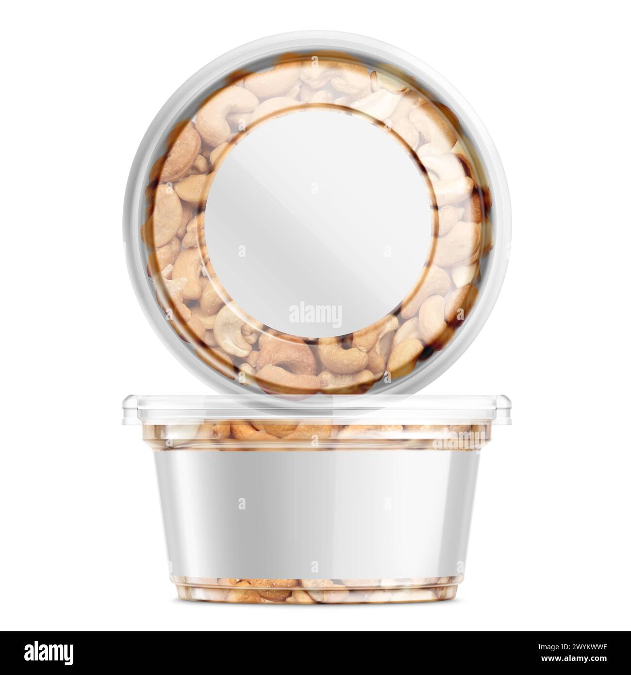 Clear Plastic Food Container with Cashew Mockup Isolated Background ...